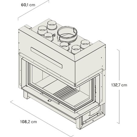 Foyer à bois Rocal G450 LD avec porte escamotable, ouverture latérale droit